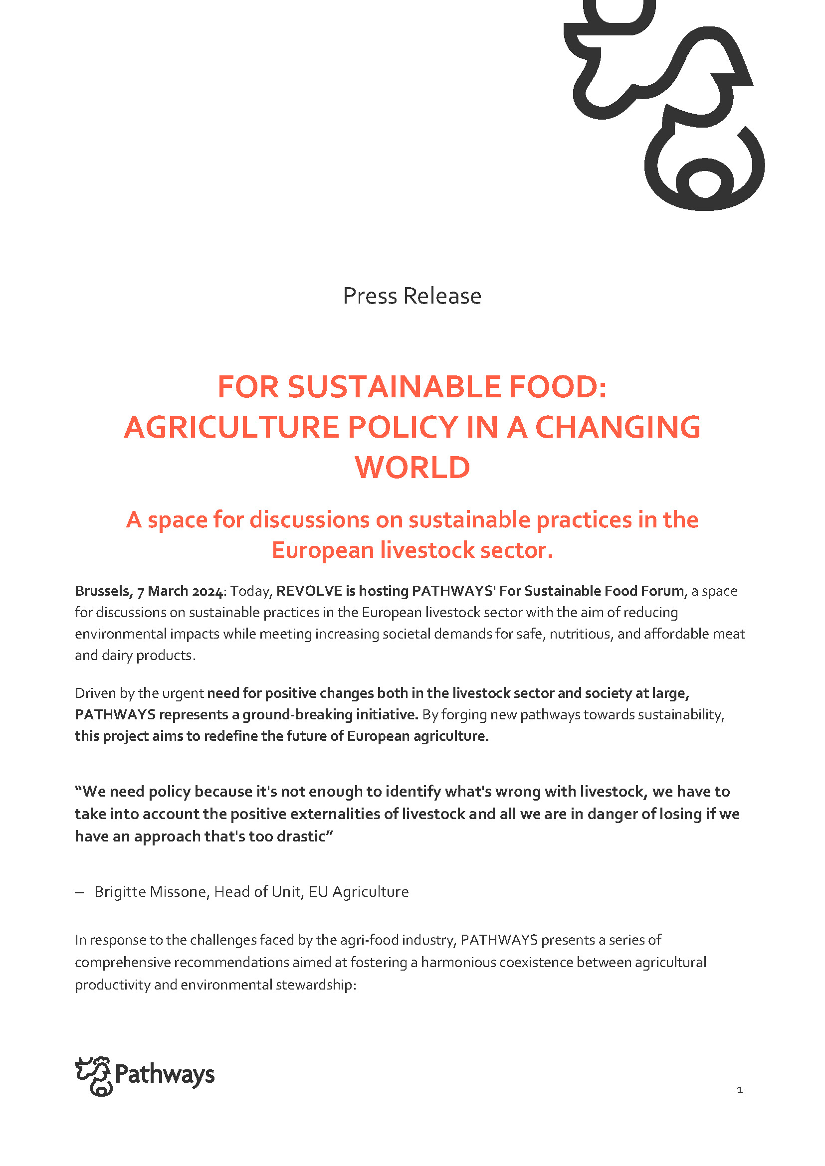 PATHWAYS - For sustainable food